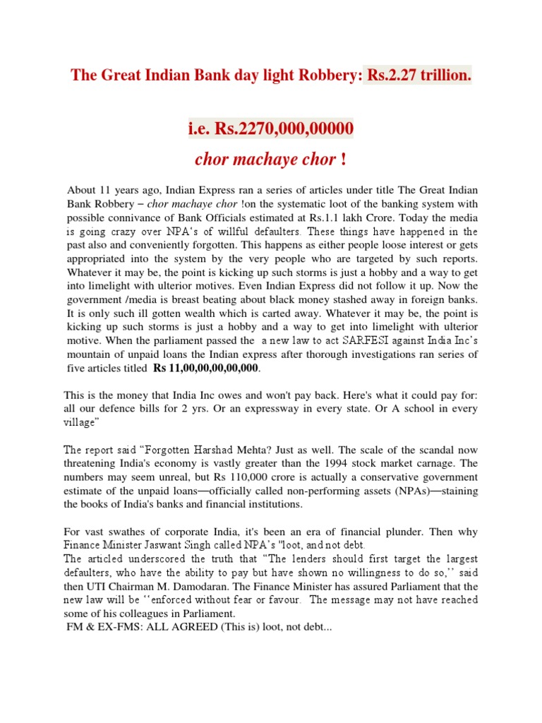 The Great Indian Bank Robbery Explained | PDF | Banks | Loans