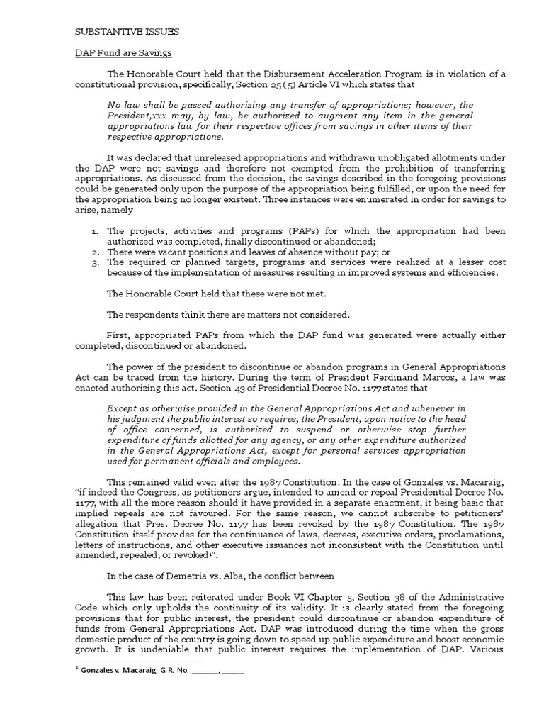 An Analysis of the Constitutional and Legal Basis for the Disbursement Acceleration Program and ...