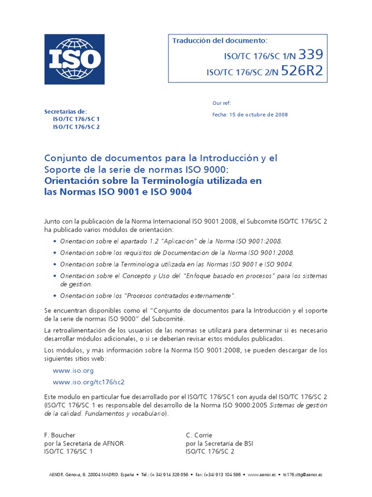 Iso - TC 176 - SC 2 - N 526R2 | PDF