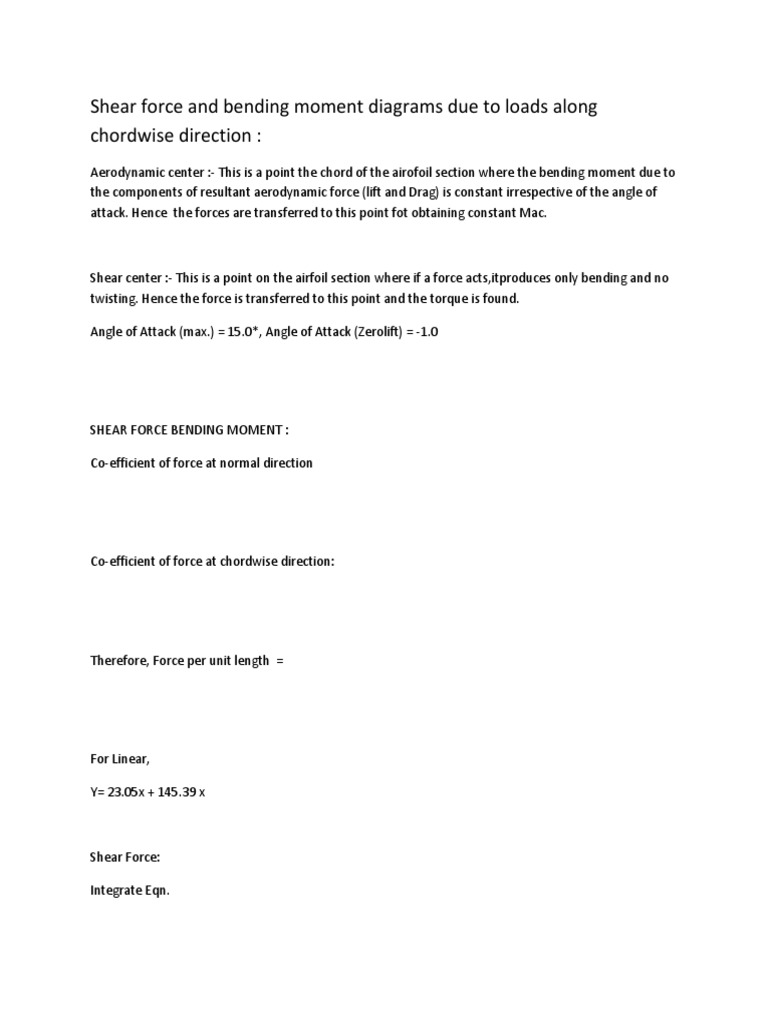 Shear Force and Bending Moment Diagrams Due To Loads Along Chordwise ...
