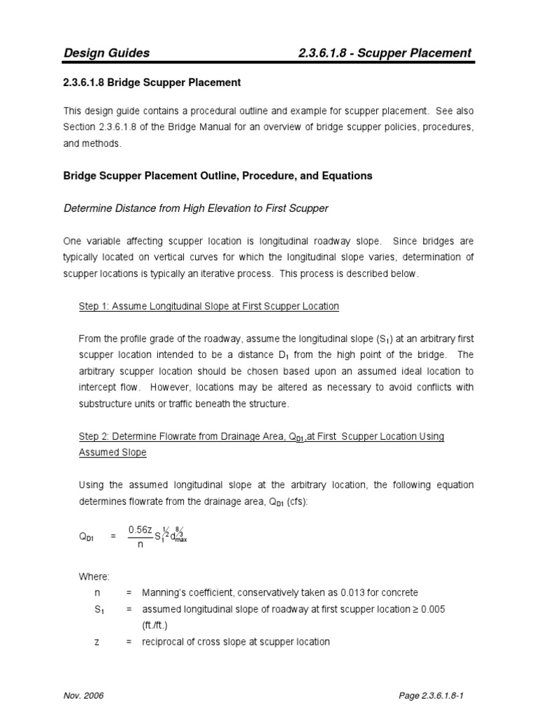 Bridge Scupper Placement Guide | PDF | Slope | Flow Measurement