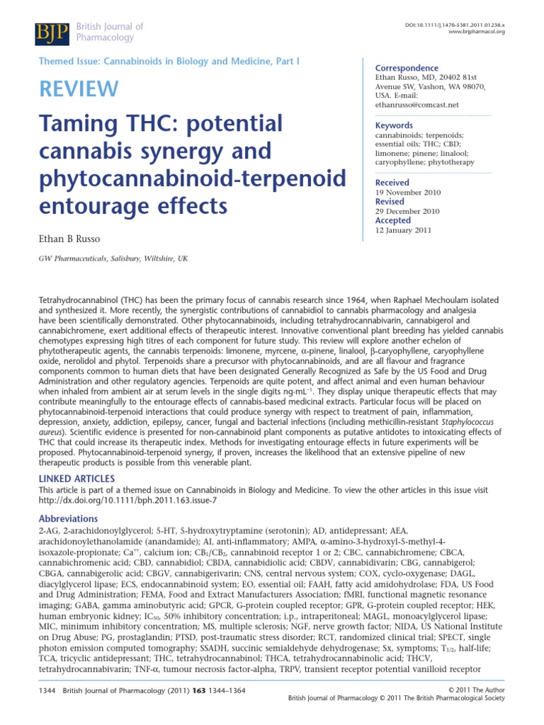 Cannabis Y Terpenos Sinergia En El Uso Clinico Pdf