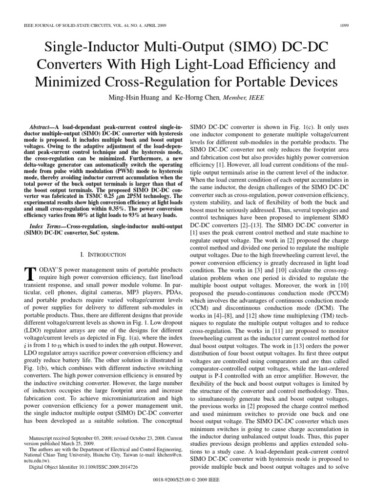 Single Inductor Multi Output Simo Dc Dc Pdf Amplifier Electronics 