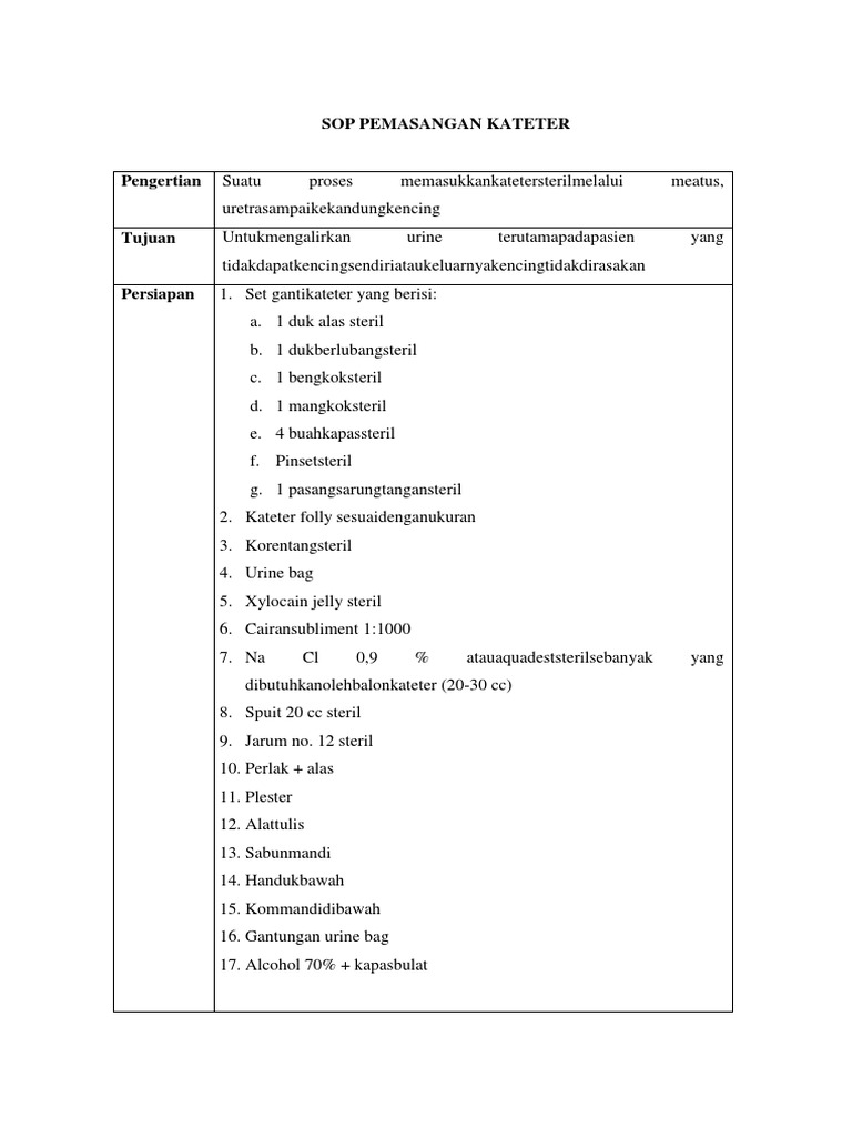Sop Pemasangan Kateter | PDF