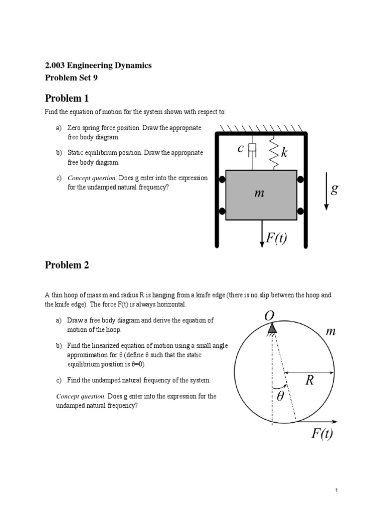 Problem 1: 2.003 Engineering Dynamics Problem Set 9 | PDF | Mechanics ...