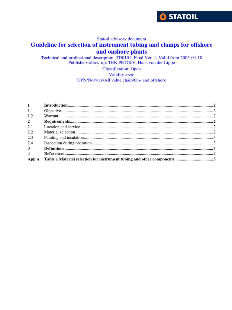 Guideline For Selection of Instrument Tubing and | PDF | Stainless ...