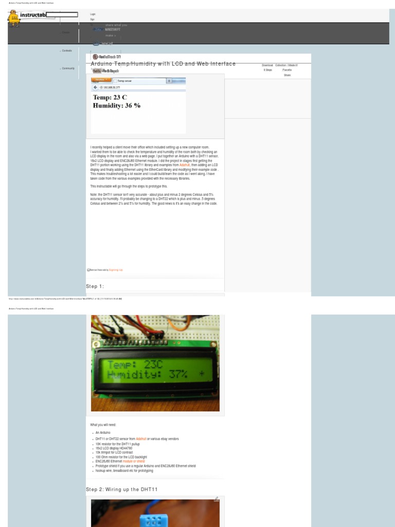 Arduino Temphumidity With Lcd And Web Interface Allsteps Pdf Arduino Library Computing
