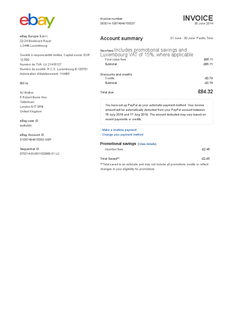 Invoice | PDF | E Bay | Invoice