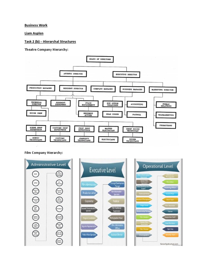 Business Work Task 2b | PDF | Hierarchy | Theatre