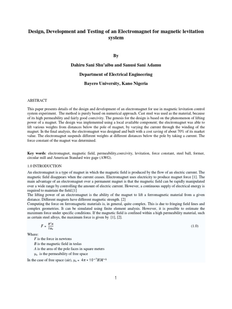 Design of An Electromagnet | PDF