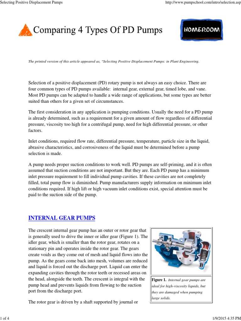Selecting Positive Displacement Pumps | PDF | Pump | Gear
