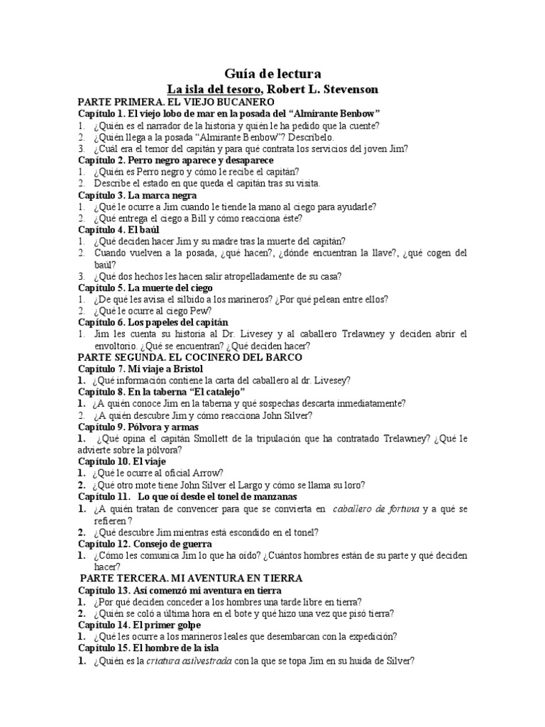 Guía de Lectura La Isla Del Tesoro | PDF | Isla del tesoro | Violencia