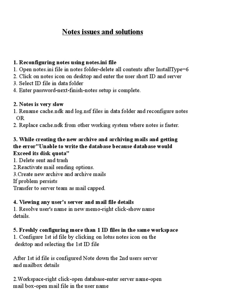 IBM Lotus Notes Issues and Solutions | PDF | Ibm Notes | Email