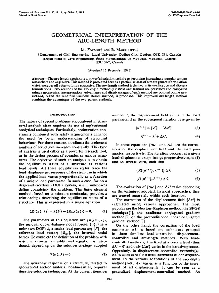 Geometrical Interpretation of The Arc-Length Method | PDF | Finite ...