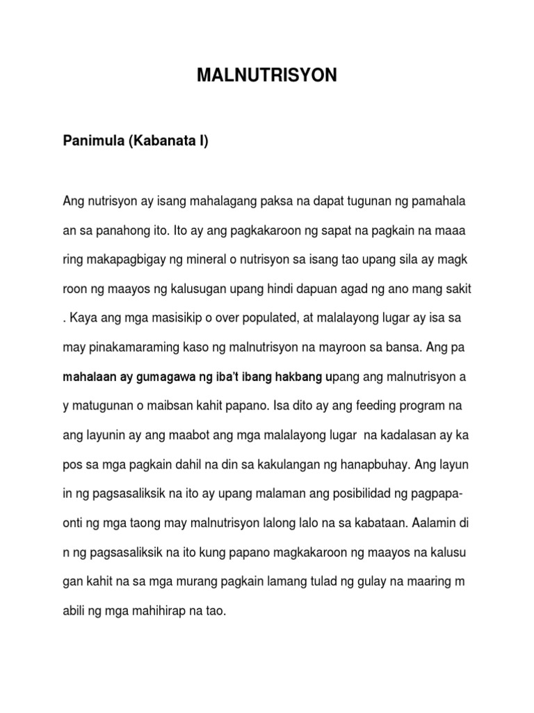 Malnutrisyon Final! | PDF