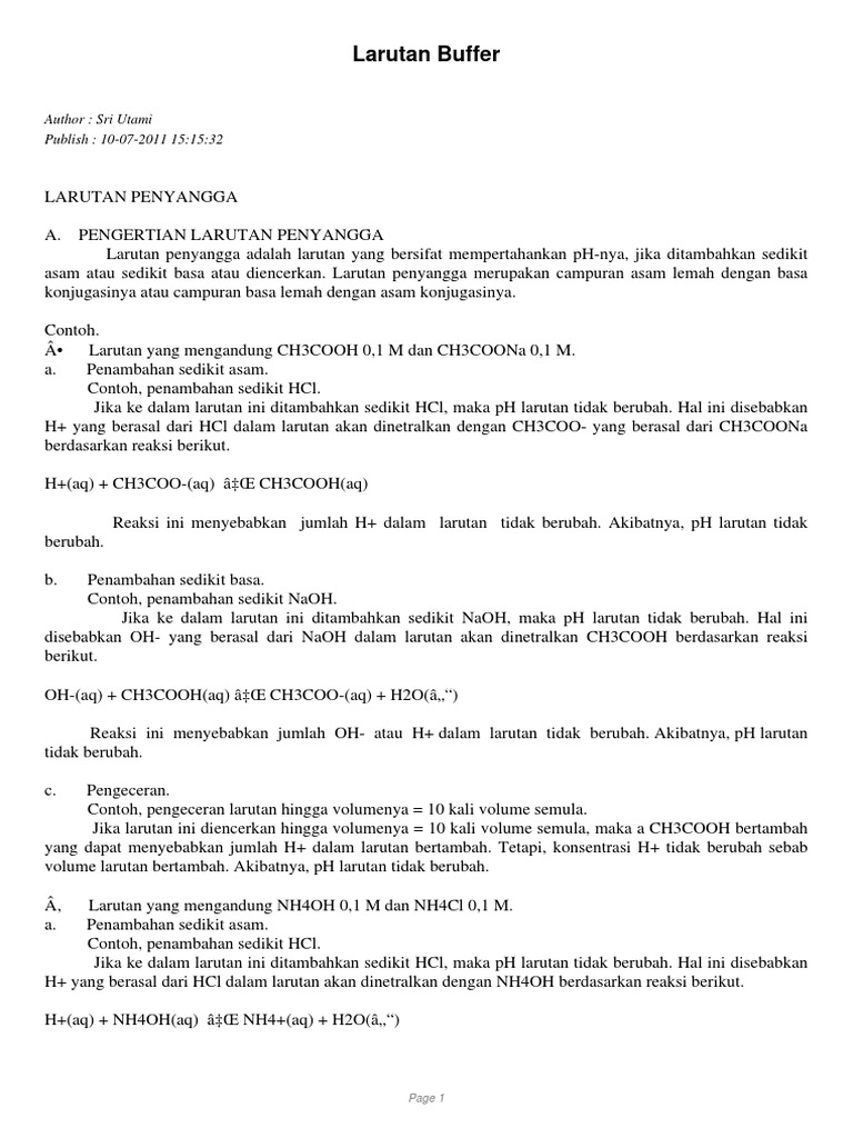 Larutan Buffer | PDF