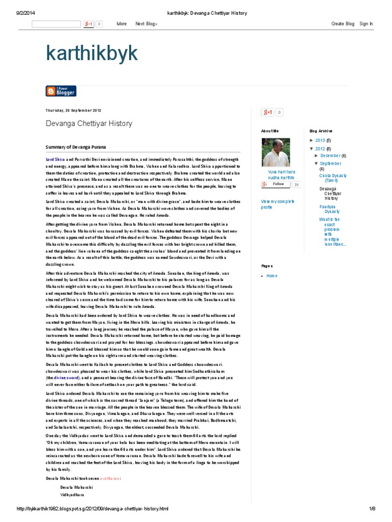 Devanga Chettiyar Community History | PDF
