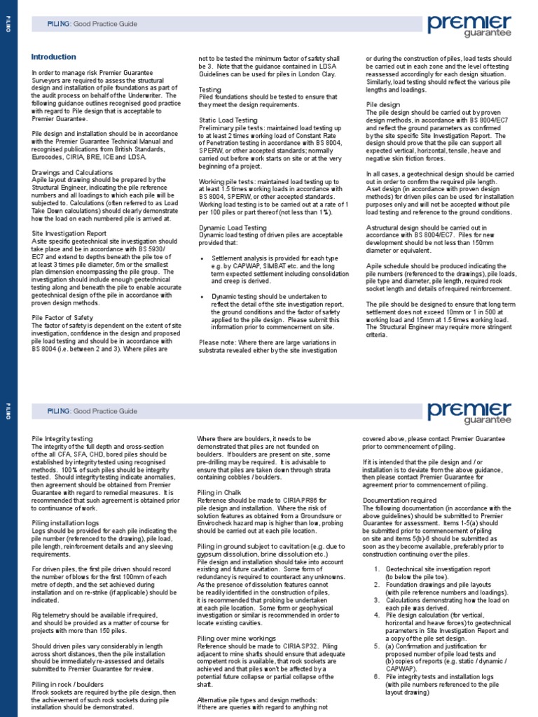 Piling - Good Practice Guide | PDF | Deep Foundation | Geotechnical ...