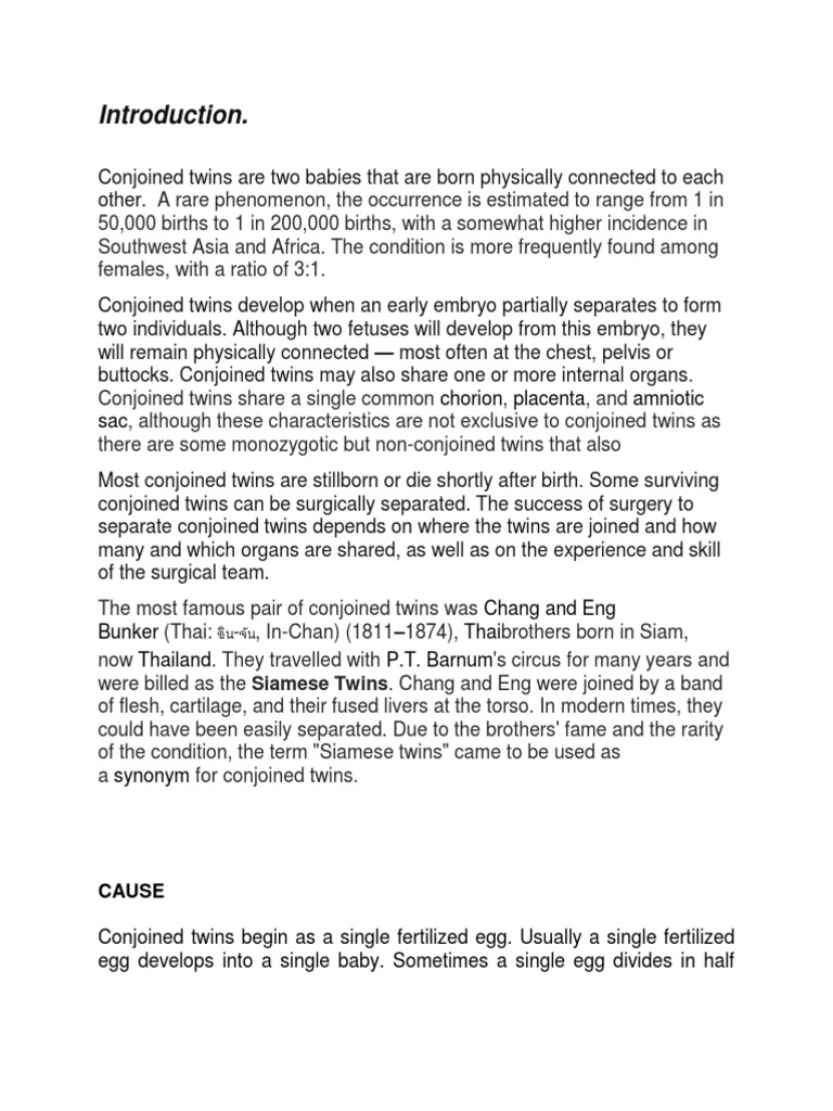 Conjoined Twins | PDF | Conjoined Twins | Twin
