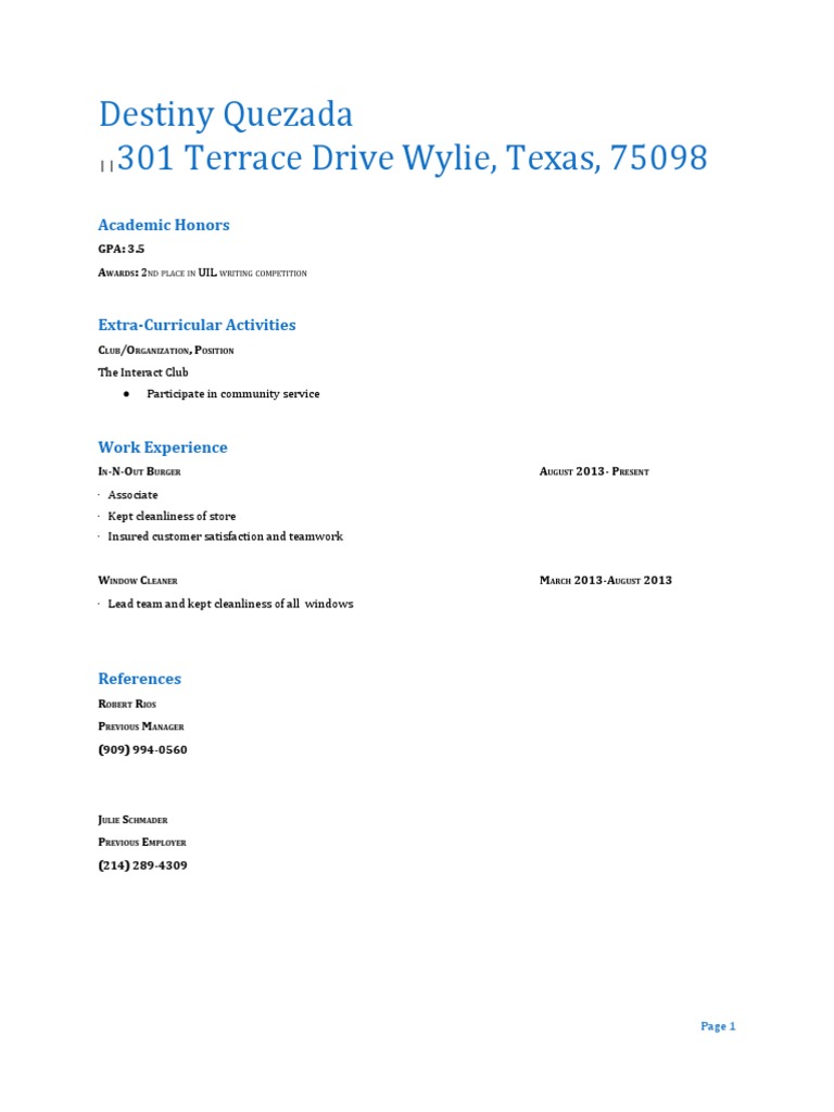 Destiny Quezada's Resume Summary | PDF | Career & Growth