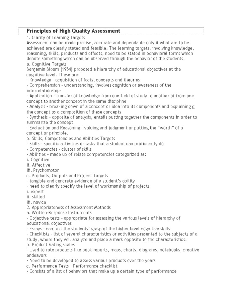 Principles of High Quality Assessment | PDF | Validity (Statistics) | Educational Assessment