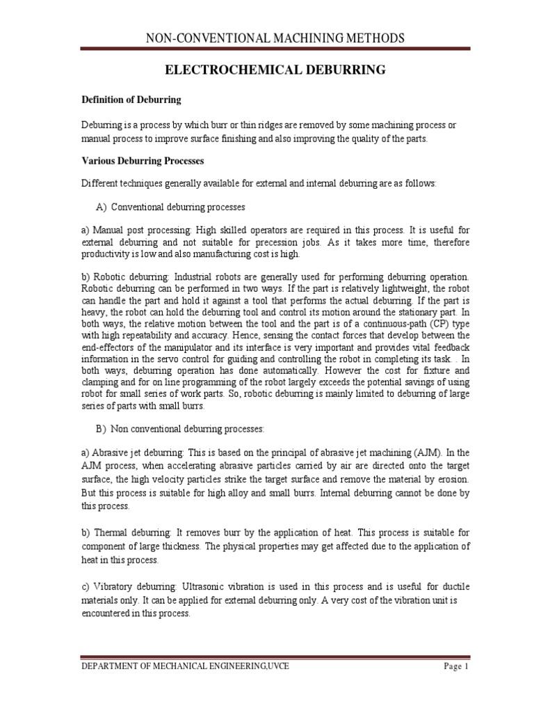 Electrochemical Deburring Process Explained | PDF | Electrochemistry ...