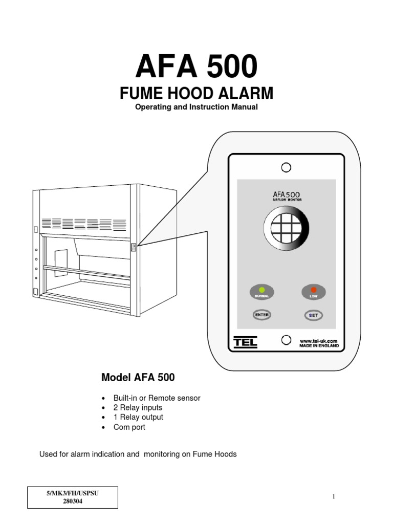 Quick Start Guide for Installing and Calibrating the AFA 500 Fume Hood ...