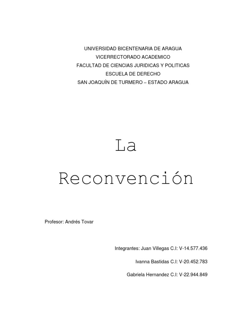 Reconvención Trabajo | PDF | Reconvención | Demanda judicial