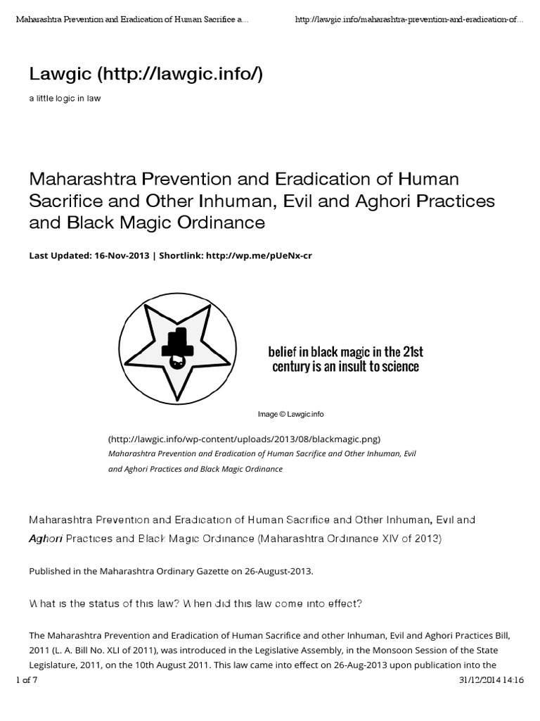 Maharashtra Prevention and Eradication of Human Sacrifice and Other ...
