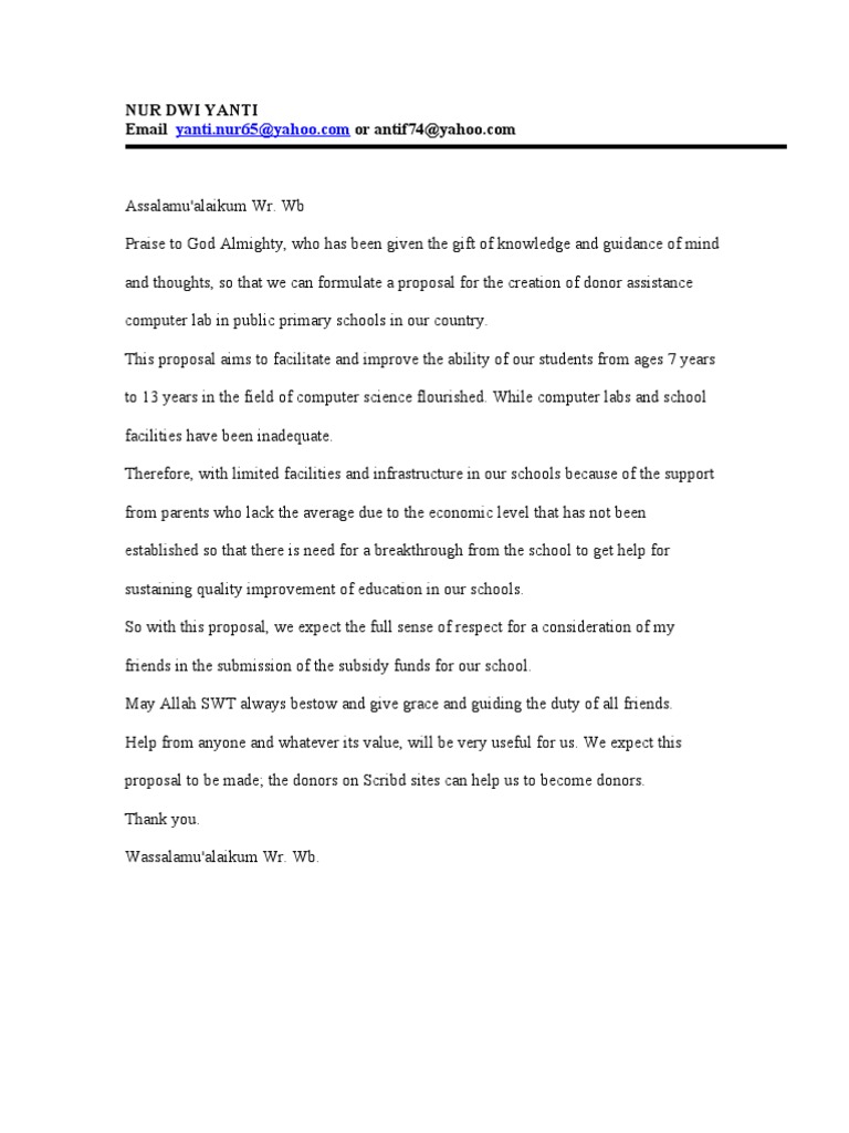 Proposal Development Funding A Computer Lab and Computer Facilities ...