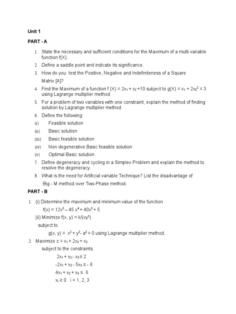 Optimization Questions For Practice | PDF | Mathematical Optimization ...