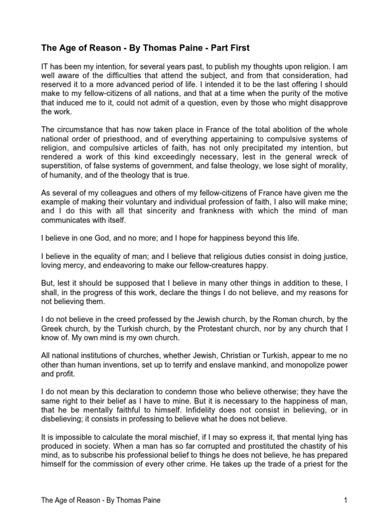 The Age of Reason | PDF | Revelation | God