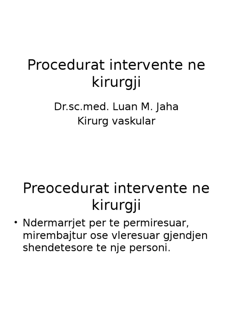 Procedurat Intervente Ne Kirurgji | PDF