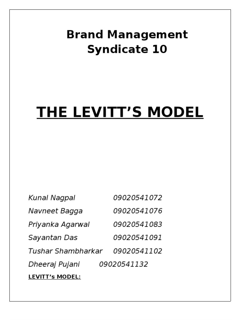 LEVITTS Model | PDF | Transportation Engineering | Manufactured Goods