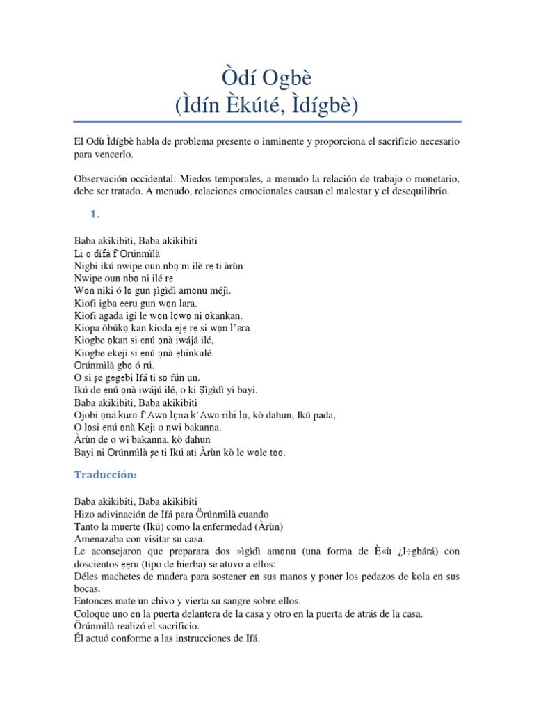2 Òdí Ogbè | PDF | Religión y creencia