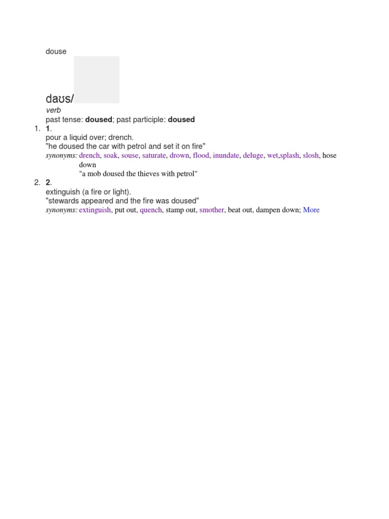 Definition and Uses of "Douse" | PDF