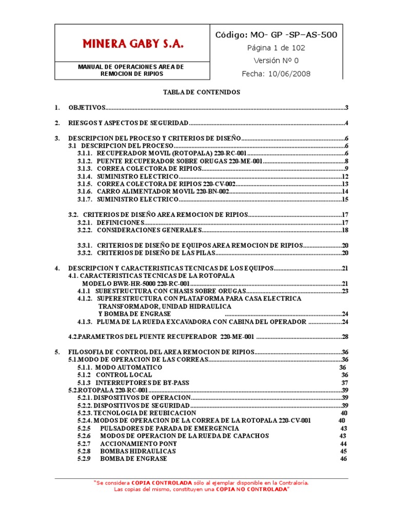 Manual Operaciones Rotopala Rev. 0 | Descargar gratis PDF | Puente ...