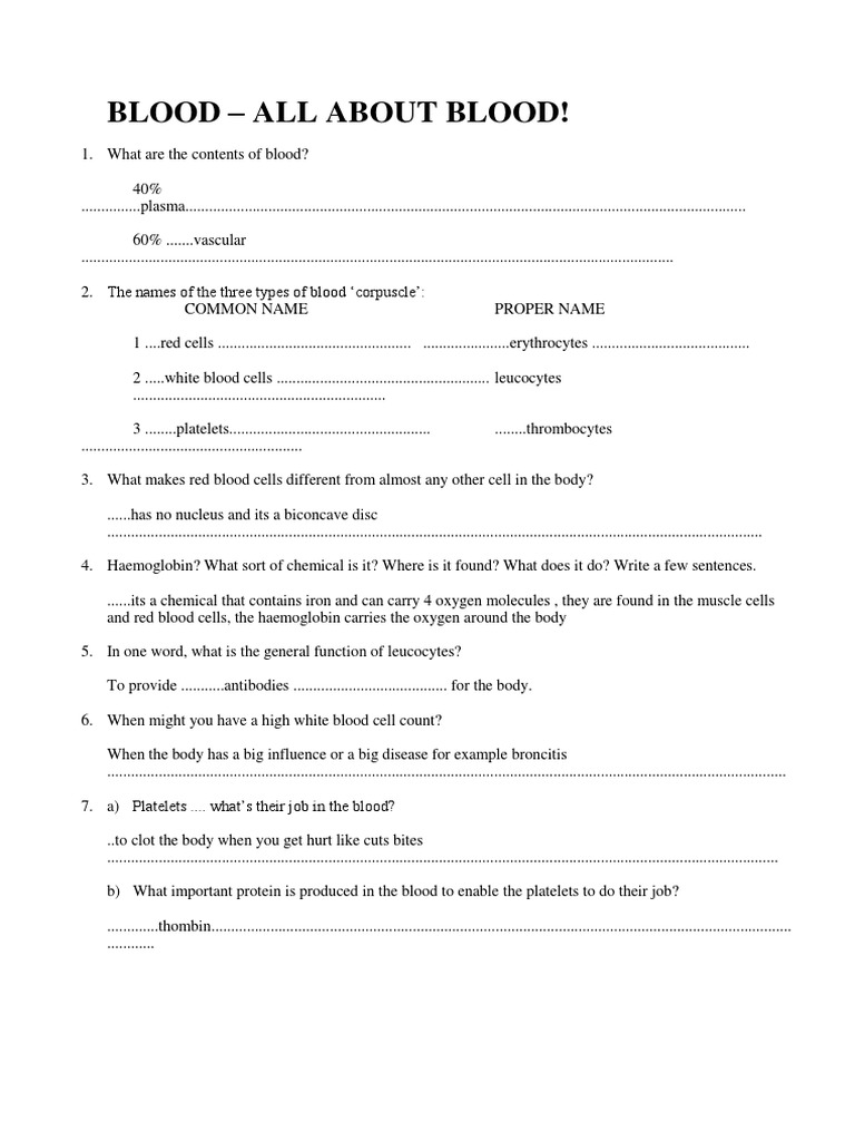 BLOOD Questions | PDF