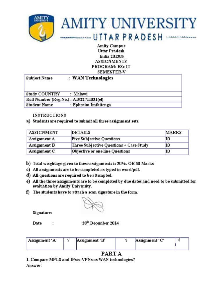 WAN Technologies Assignment | Download Free PDF | Virtual Private ...