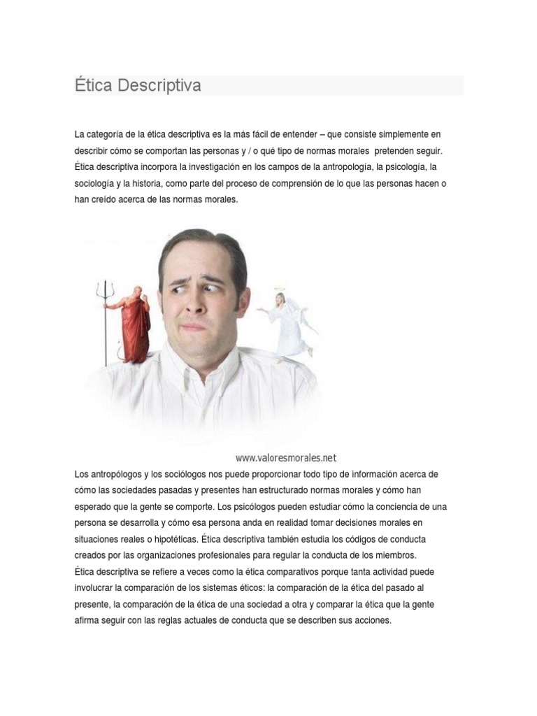 Ética Descriptiva: Un Enfoque Comparativo | PDF | Moralidad | Sociología