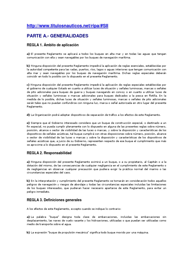 Reglas del RIPA para Navegación Marítima | PDF | Buques | Radar