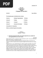 Class 9 Grammar Worksheet | PDF