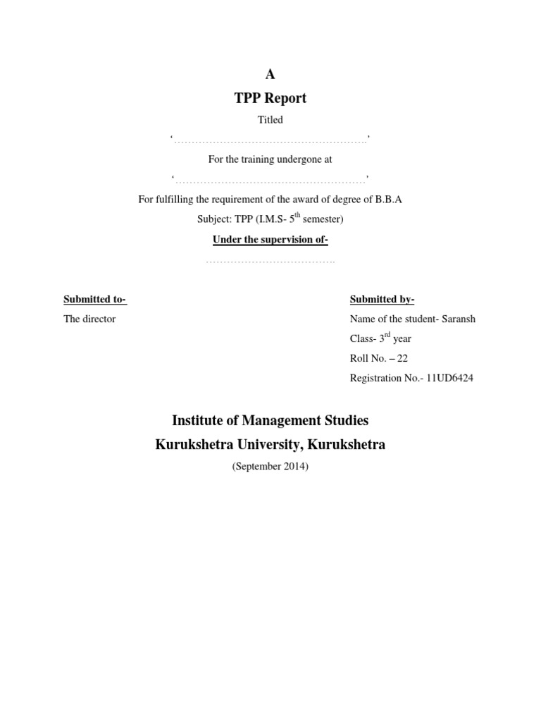 TPP Report for B.B.A Degree Completion | PDF