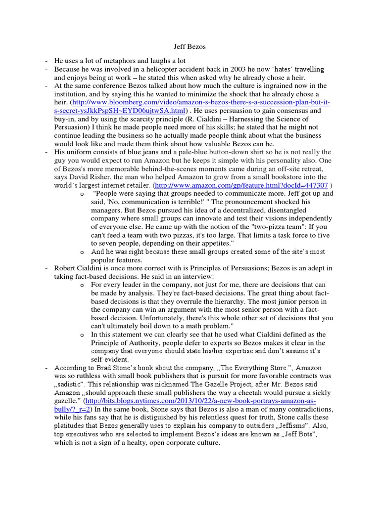 Inside Jeff Bezos' Leadership Style | PDF | Persuasion | Amazon.Com