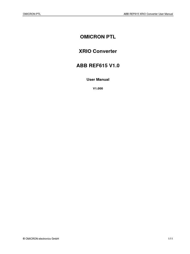 Xrio Converter Manual Abb Ref615 v1.0 Enu Tu2.22 v1.000 | PDF | Relay ...