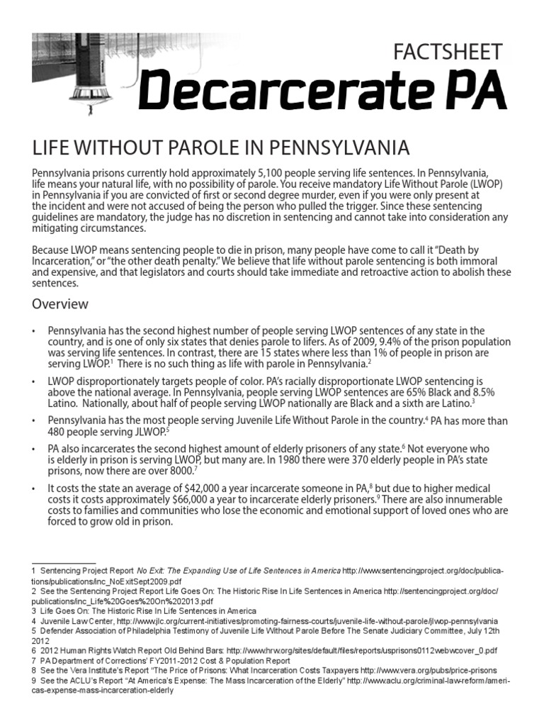 Life Without Parole in Pennsylvania | Life Imprisonment | Parole