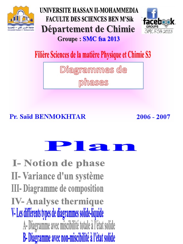 (SMC3) Cours Diagramme de Phase | PDF | Chlorure de sodium | Phase (thermodynamique)