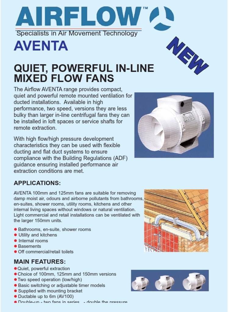 Airflow In-Line Extractor Fans - The Aventa AV100 / AV150 Range | PDF ...
