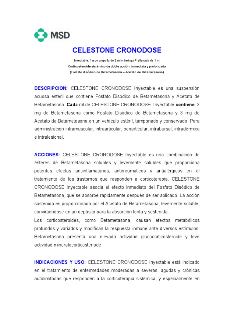 Celestone Cronodose | PDF | Corticosteroides | El embarazo