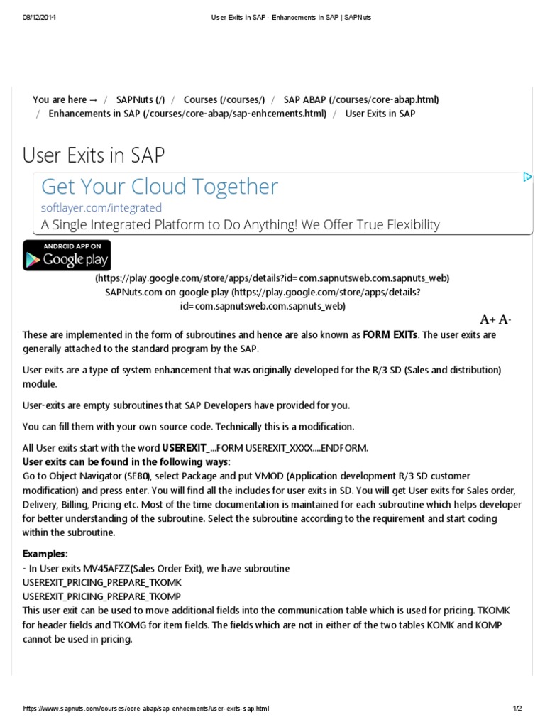 User Exits in SAP - Enhancements in SAP - SAPNuts | PDF | Sap Se | Subroutine